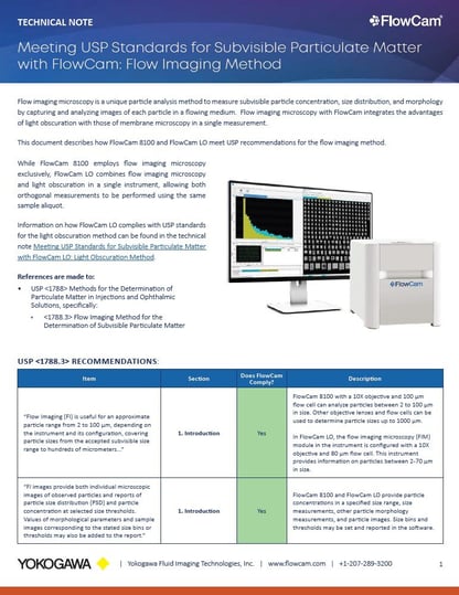 How to Meet USP Subvisible Particle Limits with FlowCam LO
