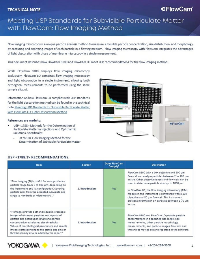 How to Meet USP Subvisible Particle Limits with FlowCam LO
